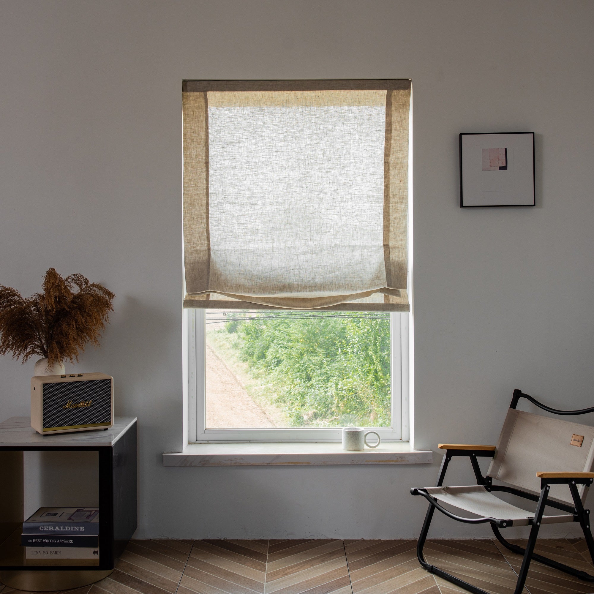 Explore Lanting Curtains' New 100% Natural Linen Roman Shades