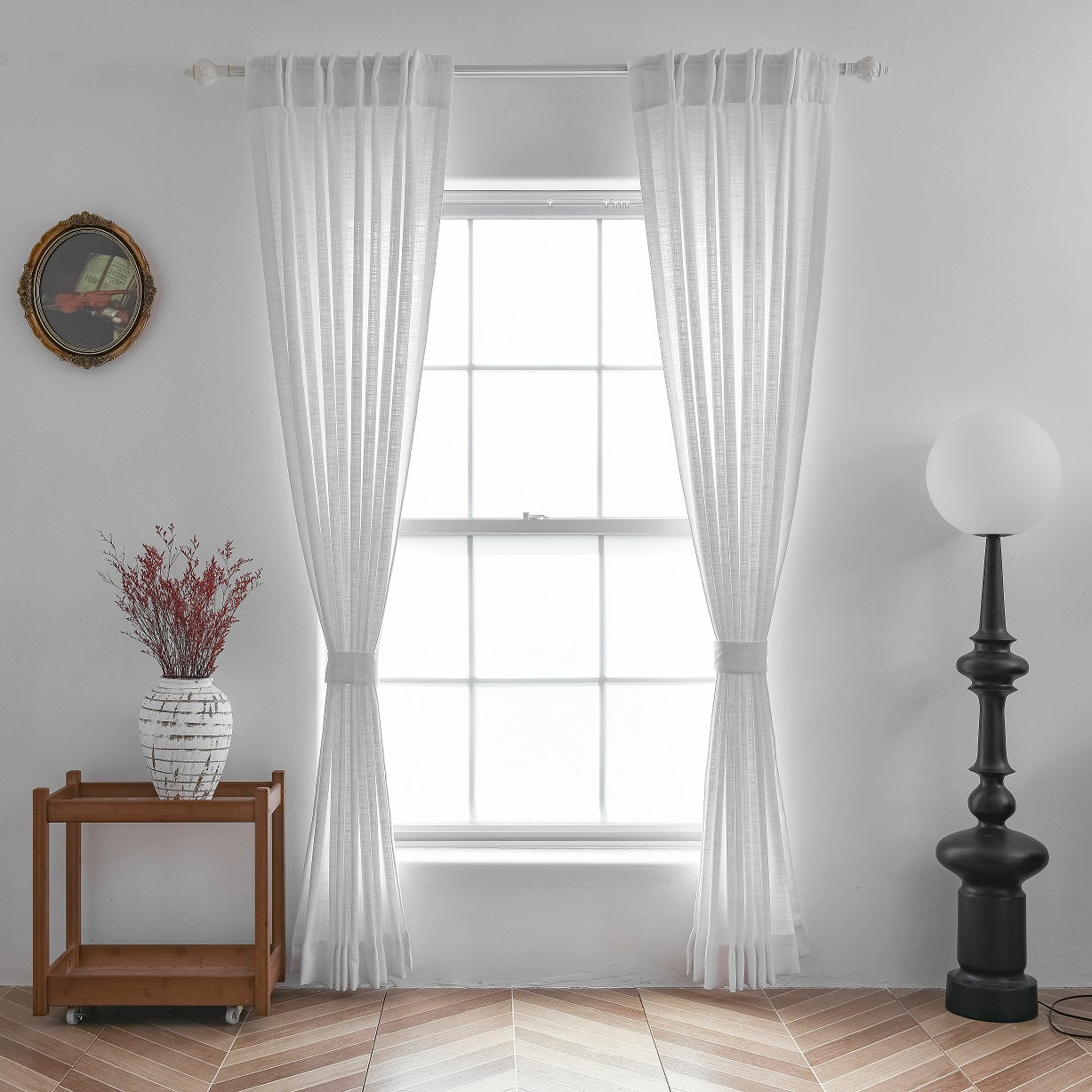 Pure White Linen Textured Sheer Curtain Customize Size/Head Rod Pocket – Lanting Curtains